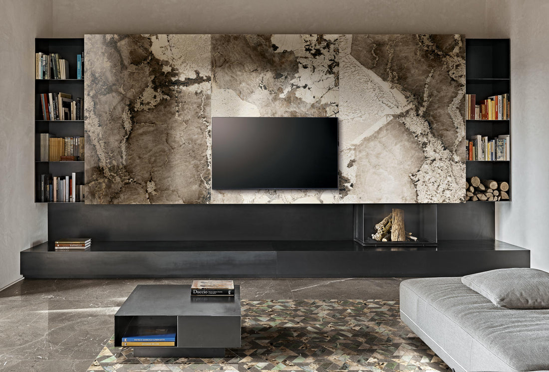 Marmi Heritage Flame (Glossy) - Brown Marble Effect Polished Porcelain ...
