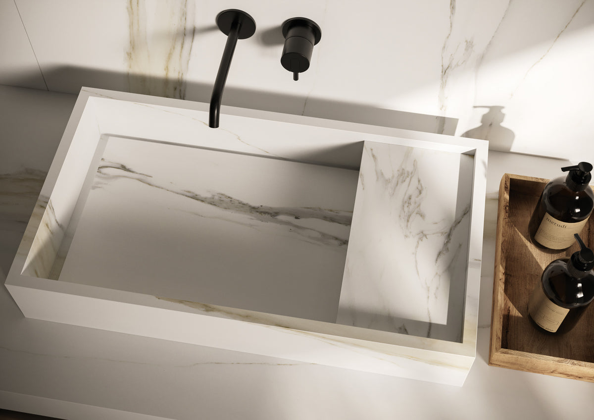 Marmi Calacatta Gold (Matte) - White Marble Effect Natural Porcelain ...