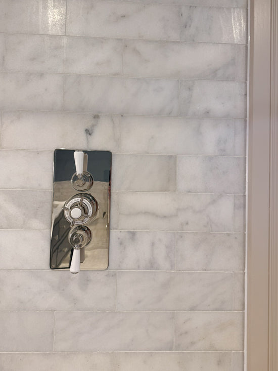Alpi Carrara Marble Honed Brick - White Marble Herringbone Tile ...