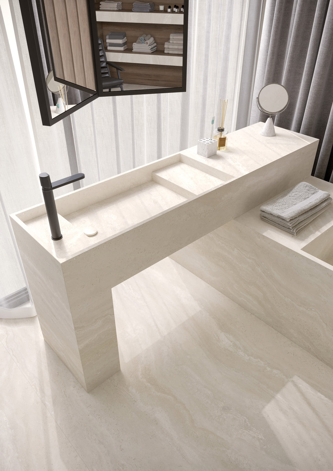 Pietre Pearl Travertine (Matte Silk) - Cream Natural Stone Effect Honed ...
