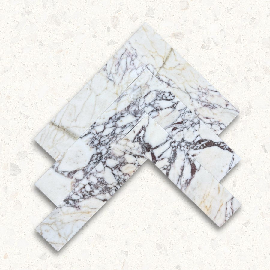 Calacatta Viola Honed Marble Brick - Red and White Natural Marble Tile ...