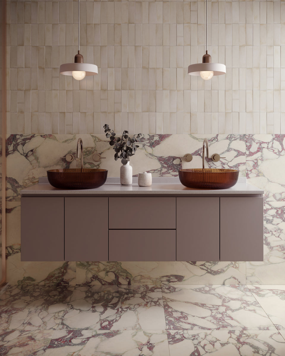 Elementa Viola Polished - White Marble Effect Polished Porcelain Tile ...