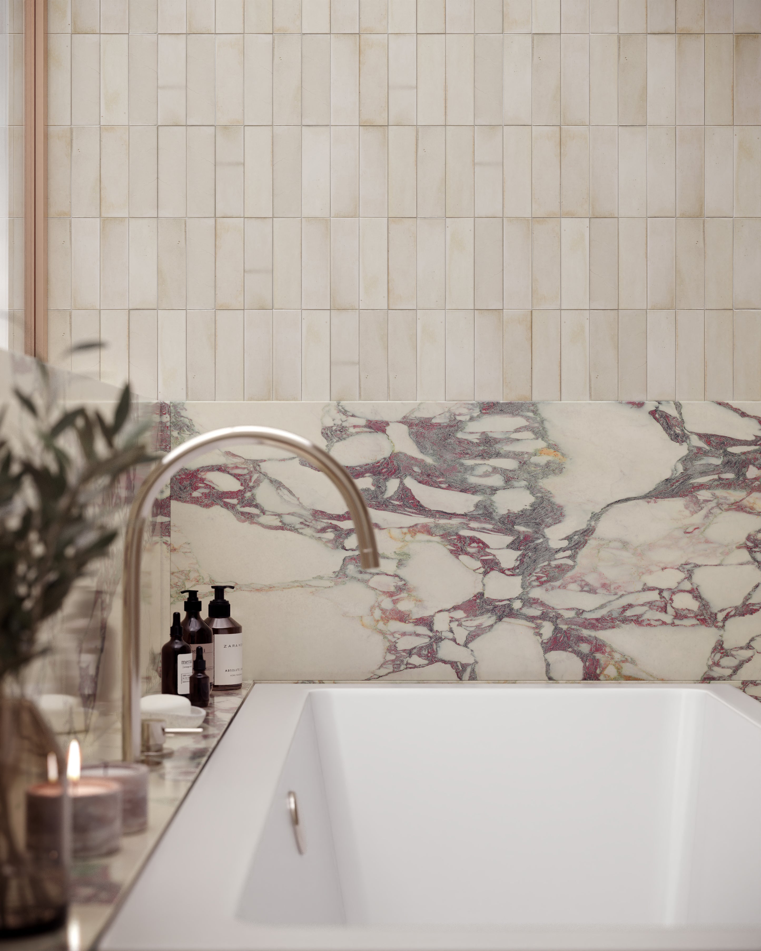 Elementa Viola Polished - White Marble Effect Polished Porcelain Tile ...