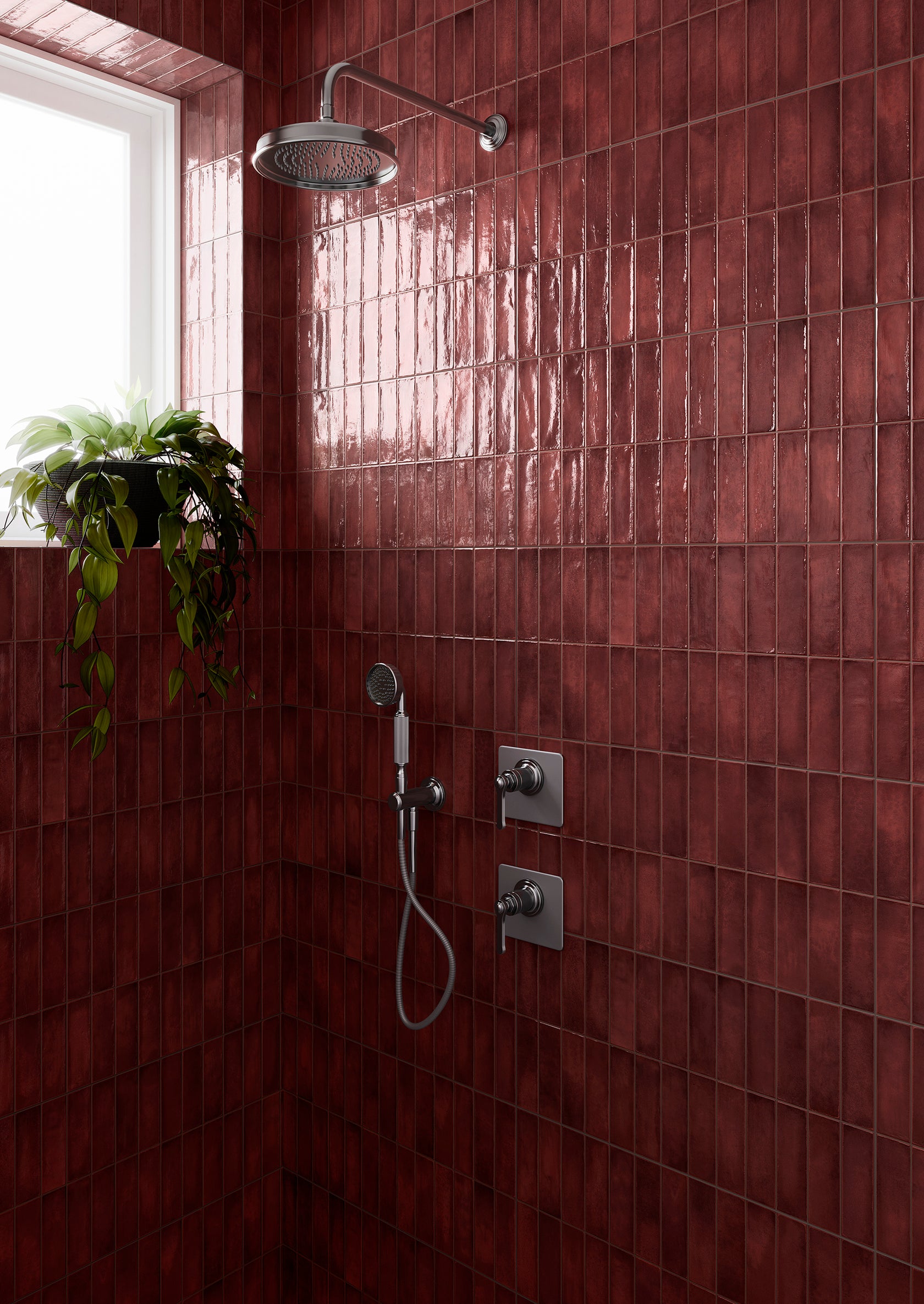 Epoque Bejmat Cherry - Red Zellige Effect Gloss Ceramic Tile – European ...