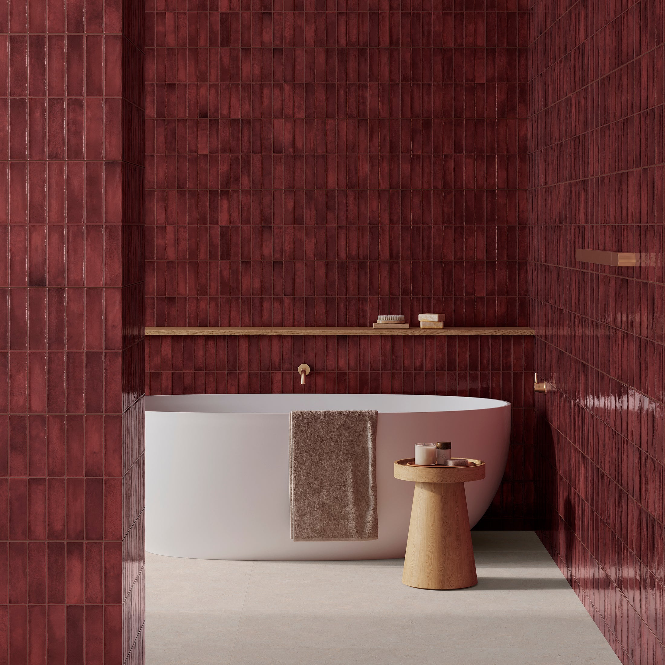Epoque Bejmat Cherry - Red Zellige Effect Gloss Ceramic Tile – European ...
