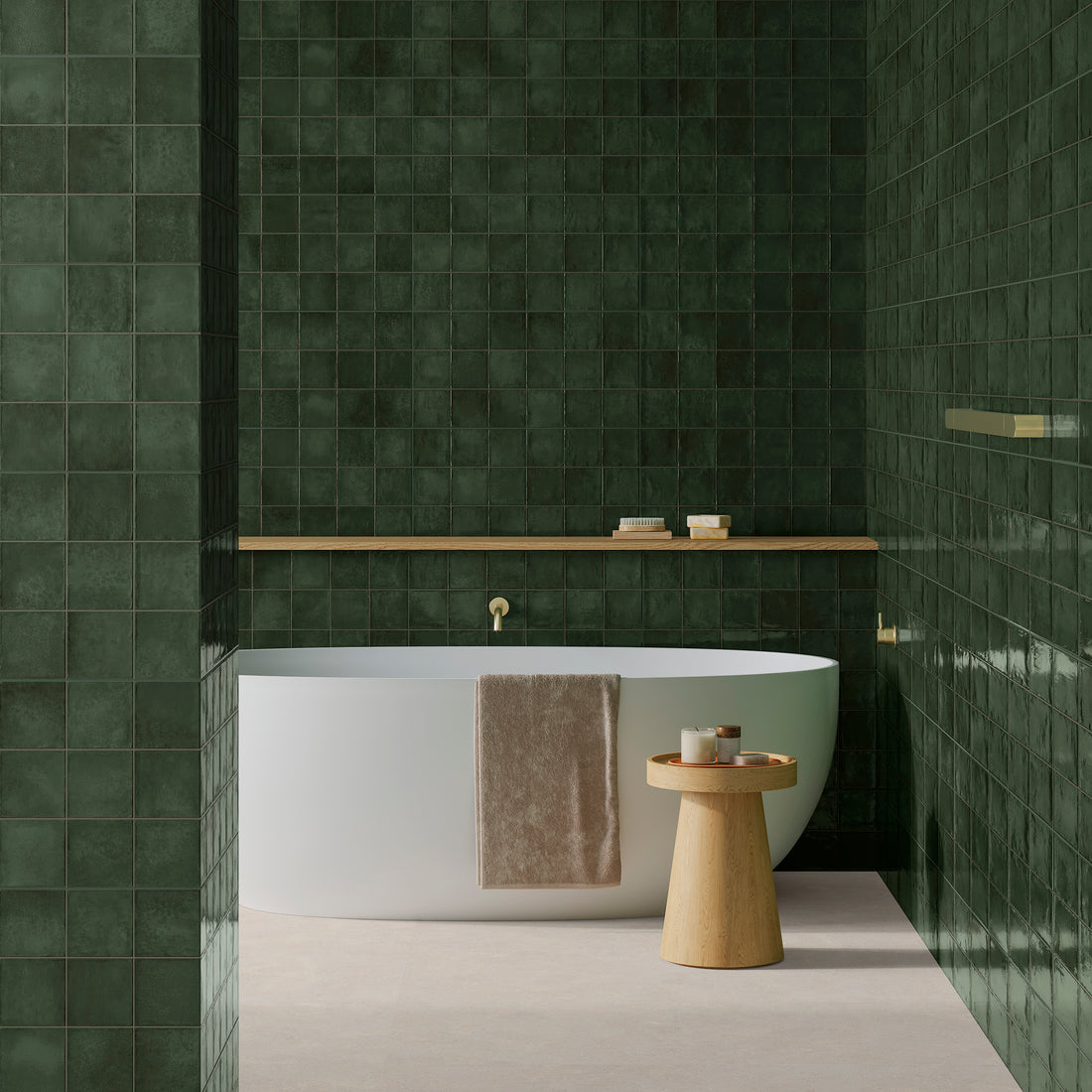 Epoque Zellige Forest - Green Zellige Effect Gloss Ceramic Tile ...