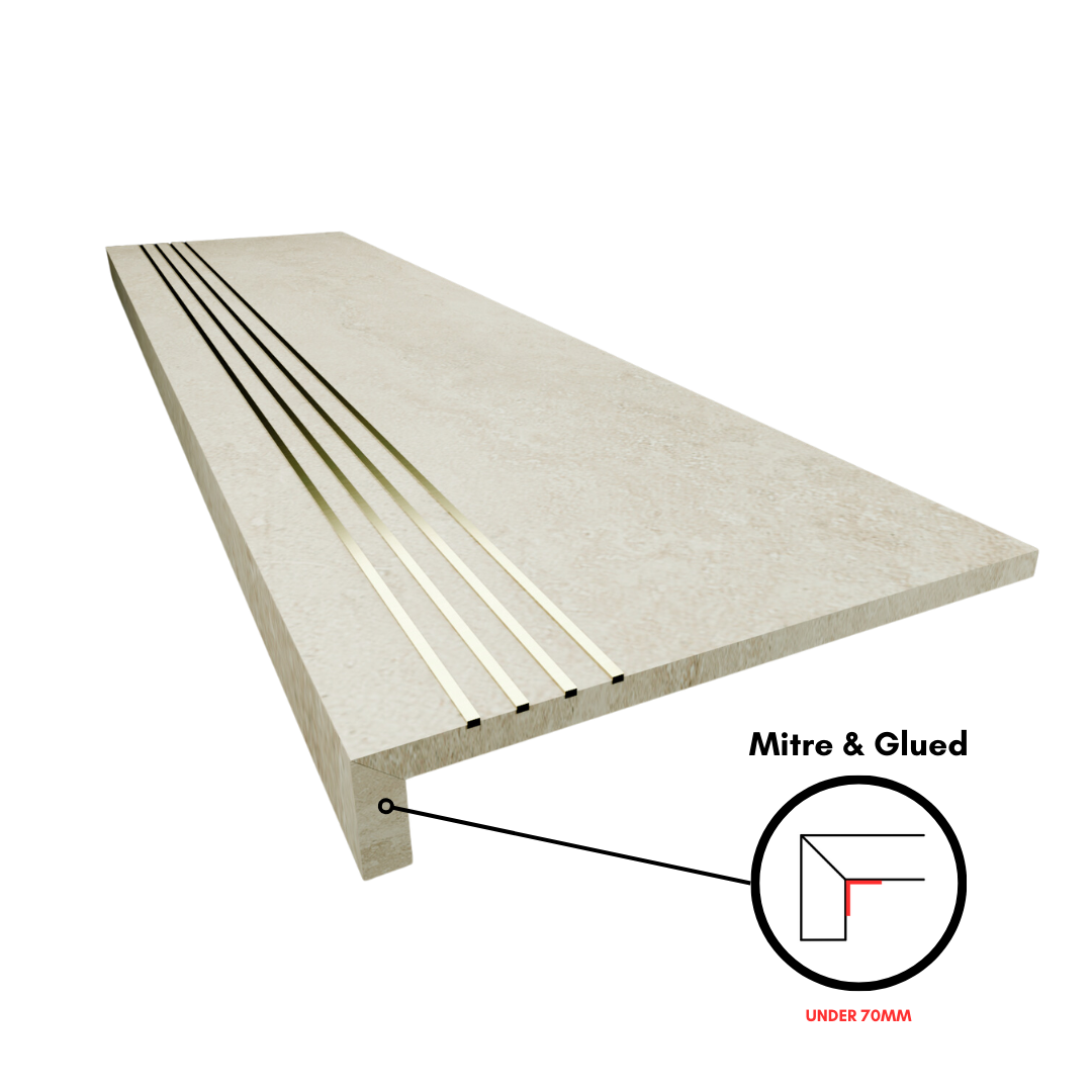 Bespoke Tile Step Fabrication - Mitre & Glued Profile (max 70mm lip he ...