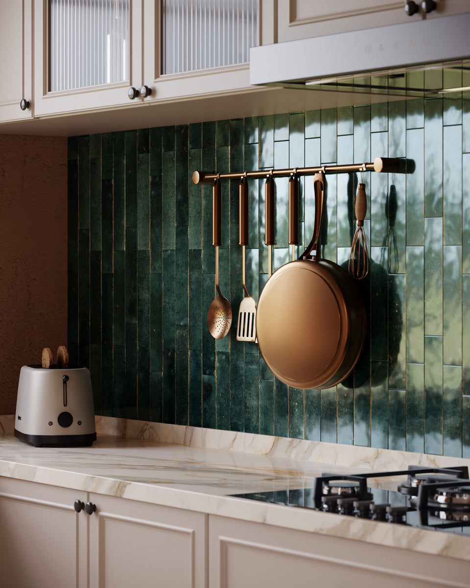 Harlem Brick Emerald - Green Metro Effect Polished Porcelain Tile ...