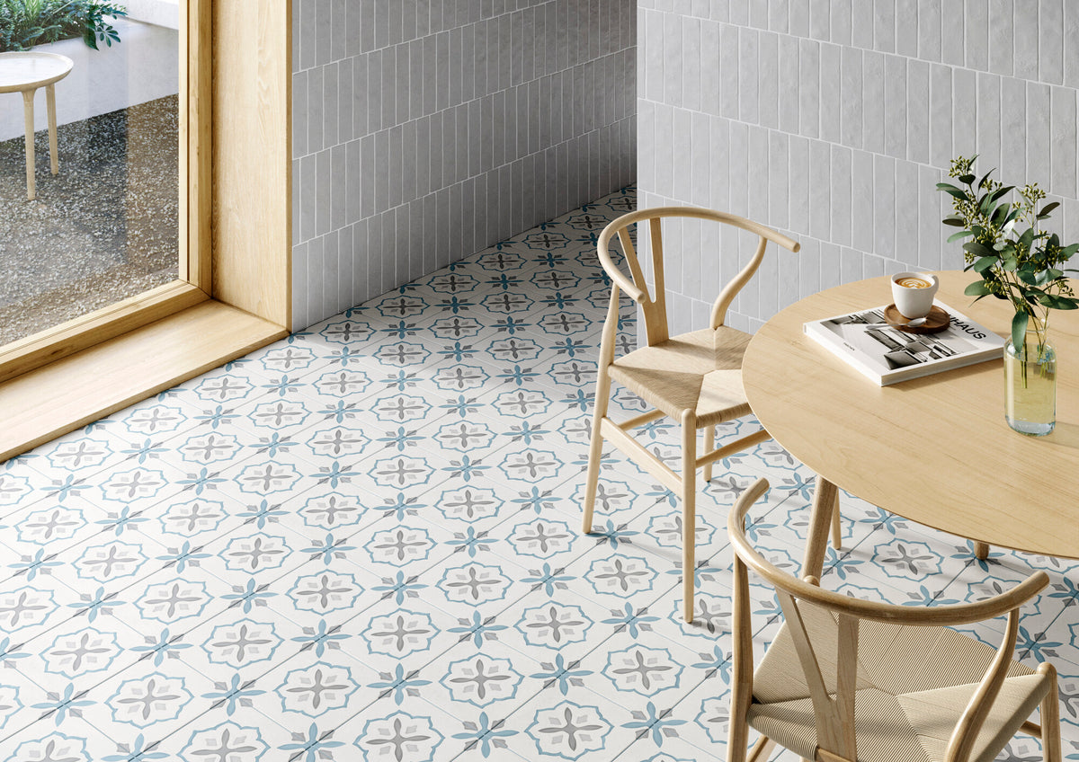 Tangier Blue Daisy - Multicolor Decorative and Patterned Effect Matt ...