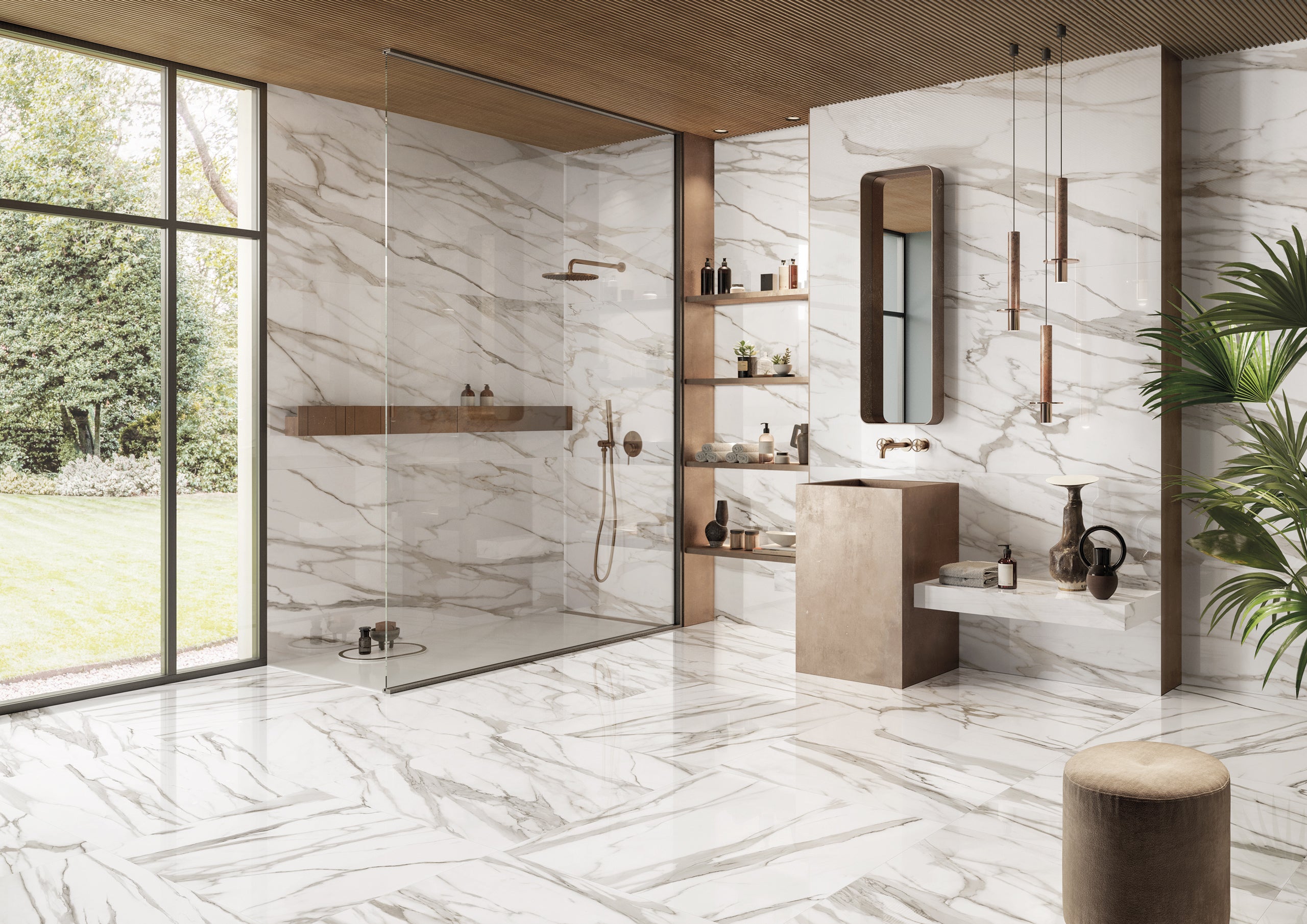 Marmi Calacatta Gold Canova (Full Lappato) - White Marble Effect ...