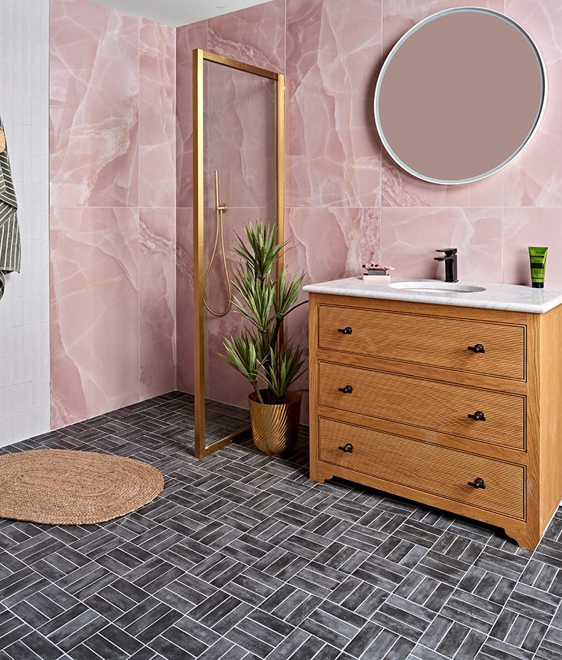 Hollywood Porcelain Rose by Ca'Pietra - Pink Marble Effect Polished ...