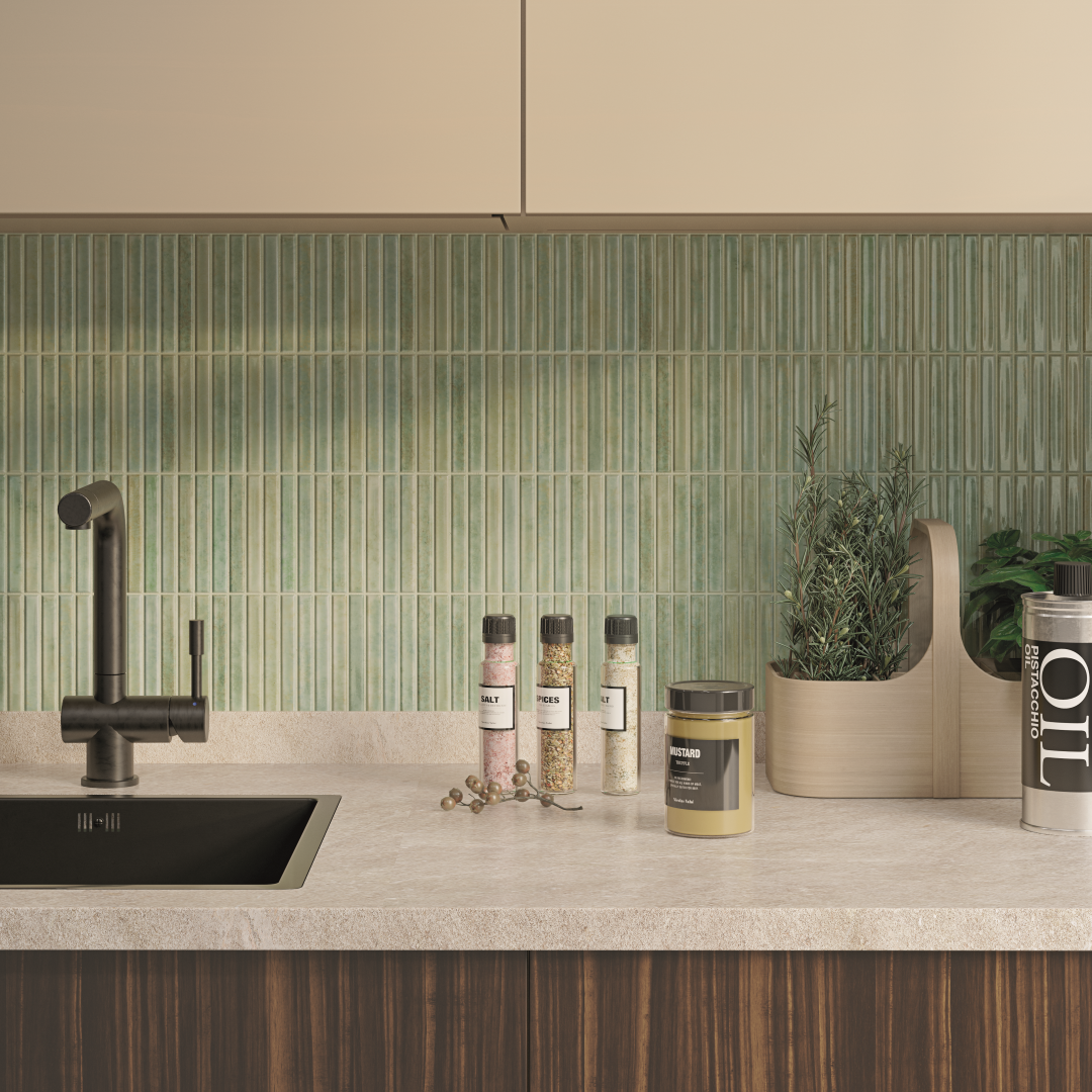 Kalai Sticks Agave Green - Green Metro Effect Polished Ceramic Tile ...