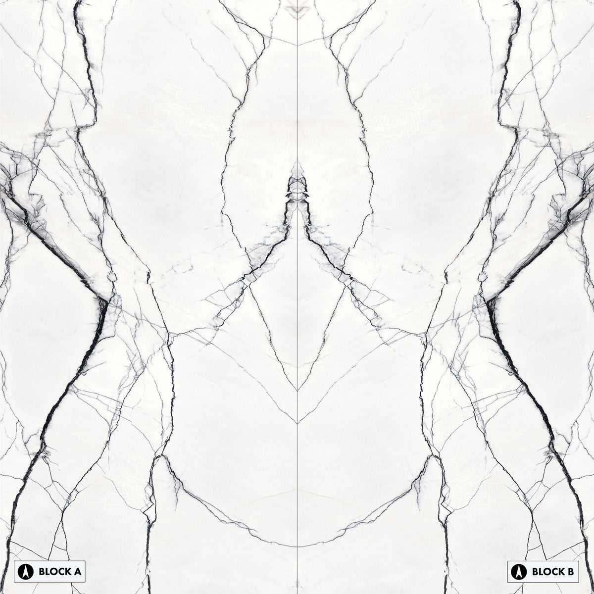 Marmi Marble Breach White Bookmatched (Glossy) - White Marble Effect ...