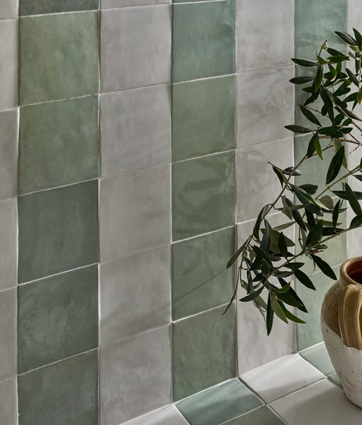 Maroc Porcelain Mint - Green Zellige Effect Gloss Porcelain Tile ...