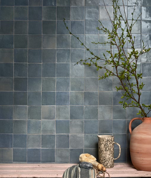Maroc Porcelain Powder Blue - Blue Zellige Effect Gloss Porcelain Tile ...