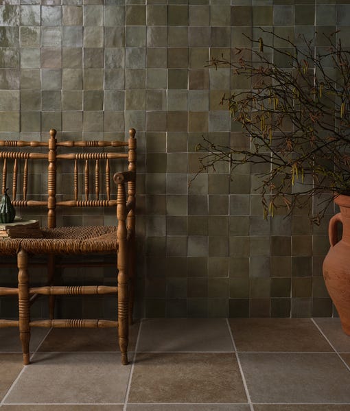 Maroc Porcelain Sage - Green Zellige Effect Gloss Porcelain Tile ...