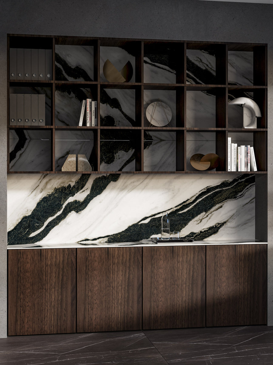 Marmi Panda Bookmatched (Full Lappato) - Black Marble Effect Polished ...