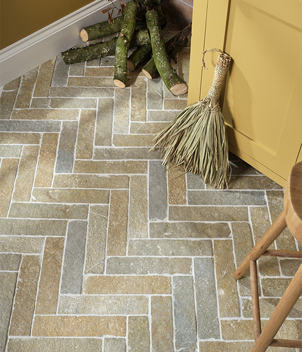 Trusloe Limestone Parquet Seasoned Finish by Ca'Pietra - Neutral ...