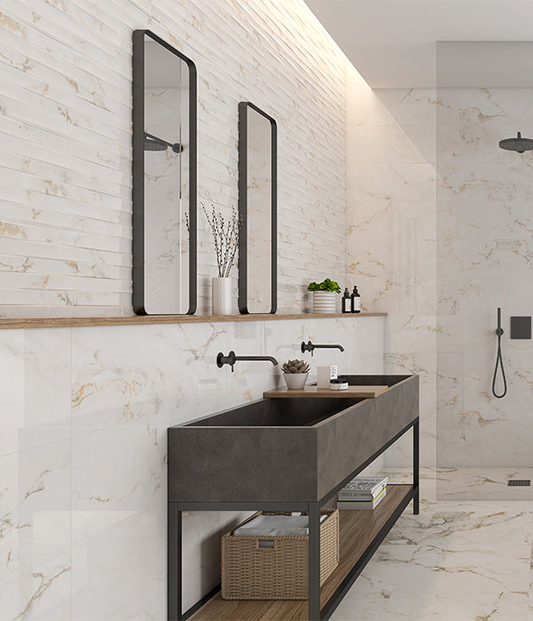 Muscat Wall by Ca'Pietra - White Marble Effect Satin Ceramic Tile ...