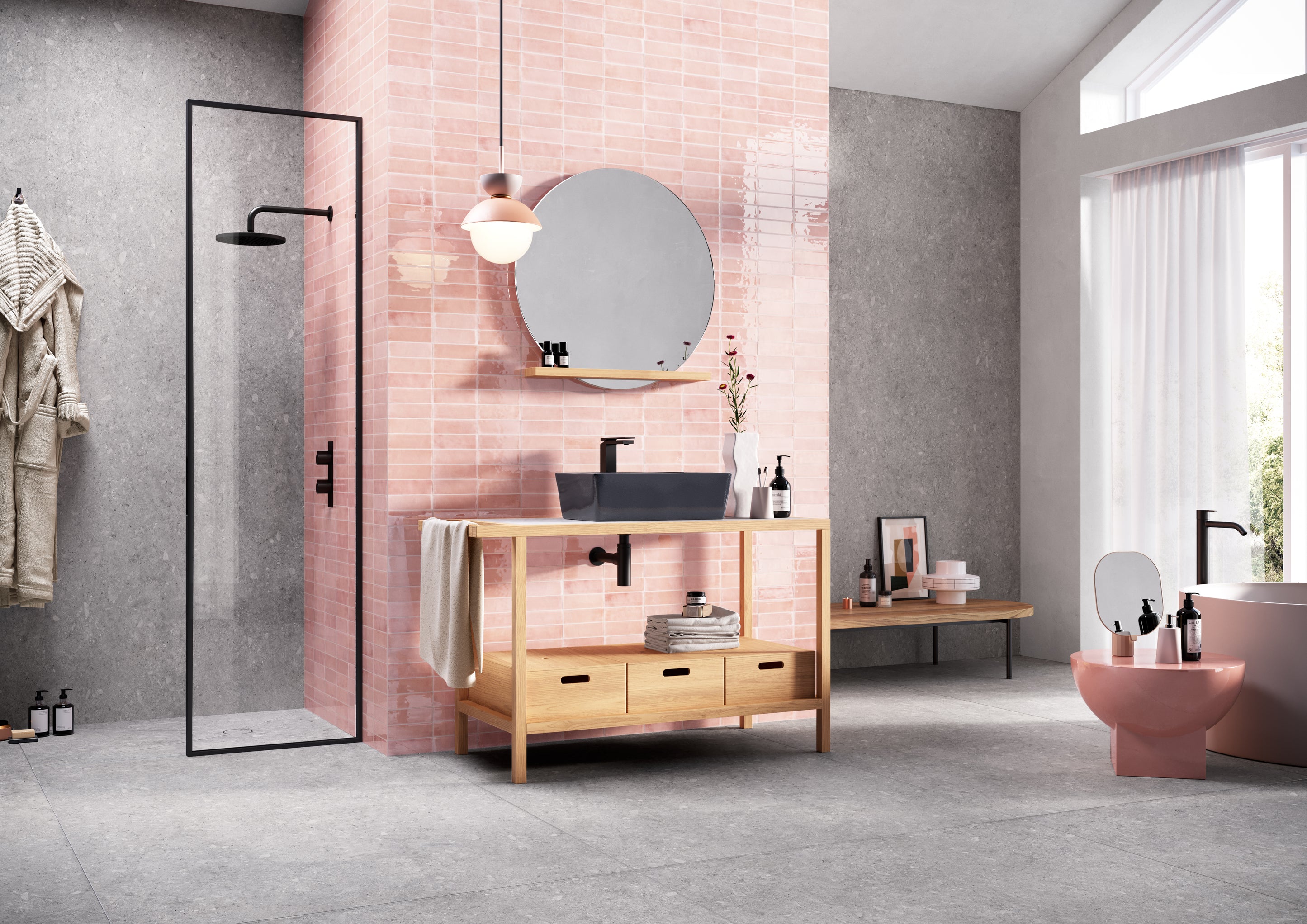 Seashell Blush - Pink Metro Effect Gloss Ceramic Tile – European Heritage