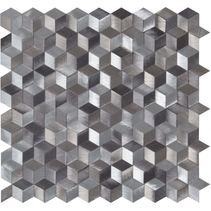 Astral Silver Aluminium Mosaic - Silver Mosaics Effect Brushed Metal ...