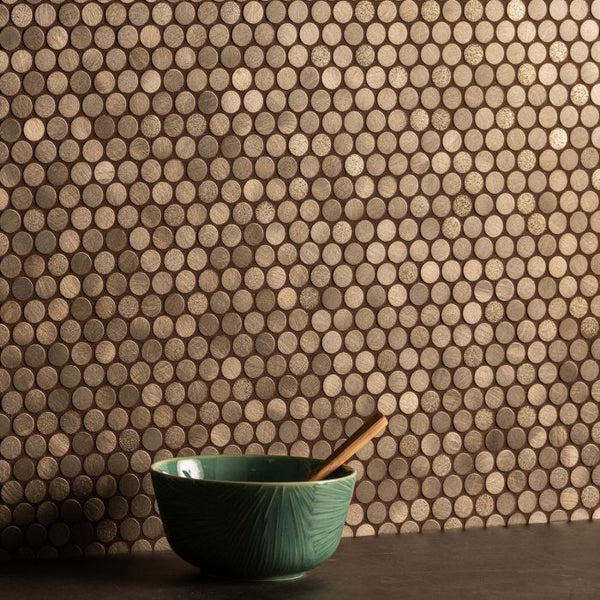 Tarvos Copper Mixed Finish Penny Round - Copper Mosaics Effect Brushed ...
