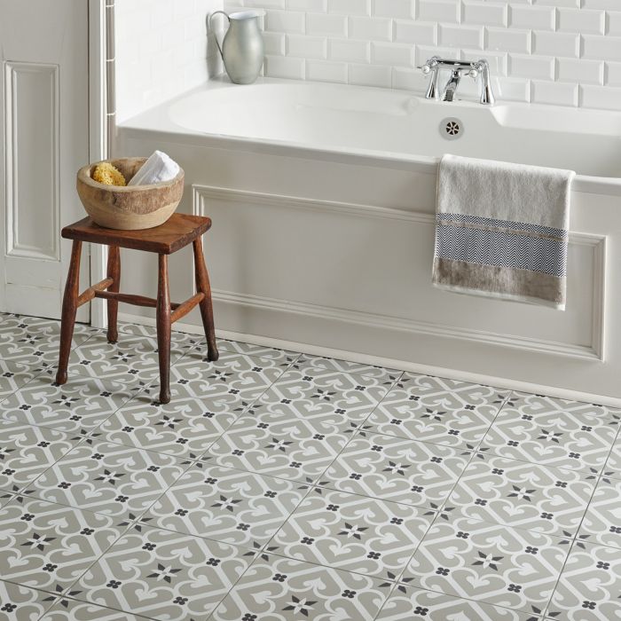 Epoque White & Dark Grey on Grey - Green Decorative and Patterned ...