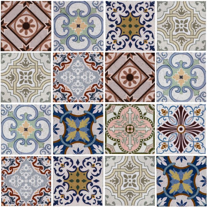 Fable Patterned Mosaic - Multi-Colour Mosaics Effect Marble Tile ...