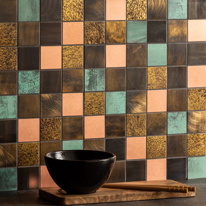 Falkus Mixed Copper Mosaic - Copper Mosaics Effect Metal Tile ...