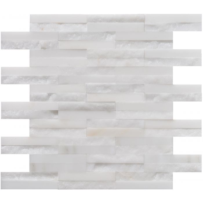 Neve Linear Stone Mosaic - White Mosaics Effect Mixed Stone Tile ...