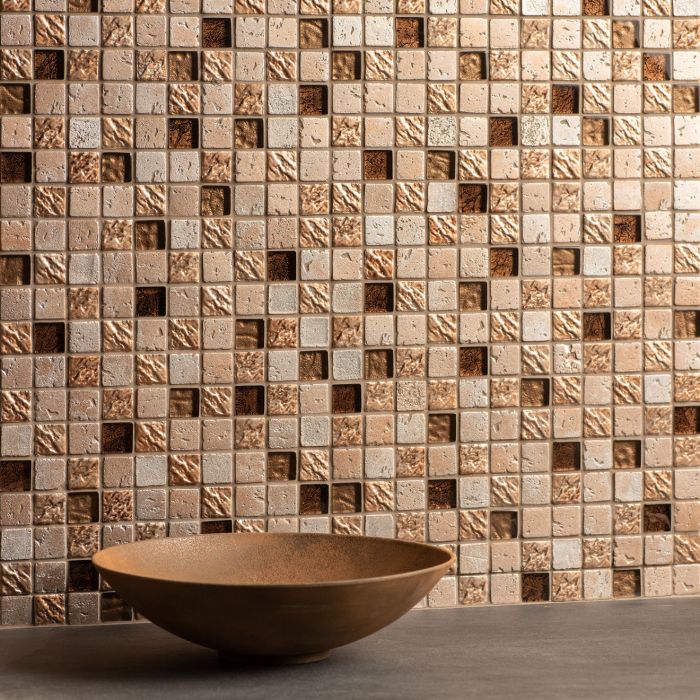 Postojna Glass and Stone Mosaic - Multi-Colour Mosaics Effect Mixed ...