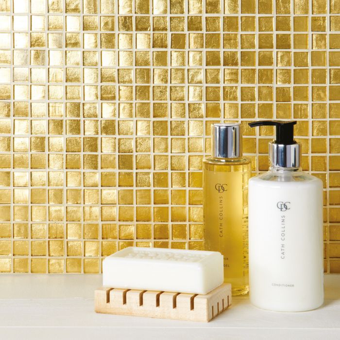 Reflection Mosaic - Gold Mosaics Effect Lustre / Iridescent Glass Tile ...