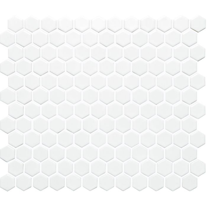 White Honeycomb Floor Mosaic - White Mosaics Effect Matt Porcelain Tile ...
